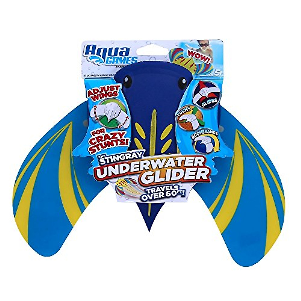 Aqua Stingray Underwater Glider, Swimming Pool Toy, Self-Propelled, Adjustable Fins, Travels up to 60 Feet, Dive and Retrieve Pool Toy