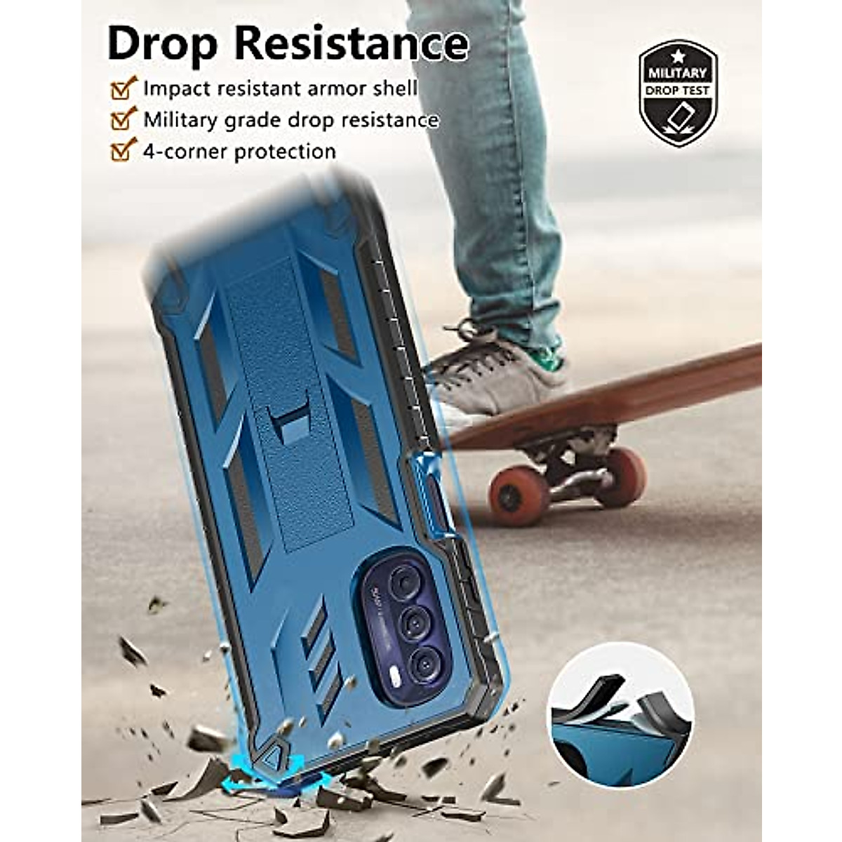 SOiOS for Moto G-Stylus 5G 2022 Case: Shockproof Rugged Protection Cover with Kickstand | Matte Textured Drop Proof TPU | Military Grade Protective Phone Case for Motorola G Stylus 5G 2022(NOT 4G)