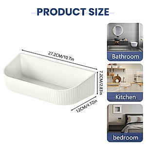 JOMOLA Shower Caddy Shelf Organizer Rack Self Adhesive Bathroom Shelves Basket Home Farmhouse Wall Inside Organization and Storage Decor Rv Accessories White