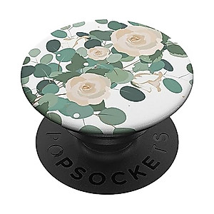 Eucalyptus and Roses White PopSockets Standard PopGrip