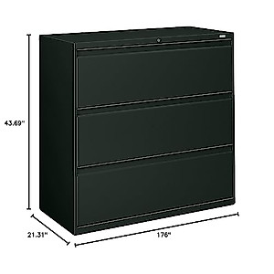 HON 893LS 800 Series 42 by 19-1/4-Inch 3-Drawer Lateral File, Charcoal