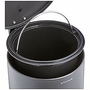 blomus -Tubo Pedal bin Made of Powder-Coated Steel, Anthracite, 3L Capacity, Smart Close System, Removable Bucket, Exclusive Bathroom Accessory (H x W x D): 24.5 x 17 x 17 cm, Anthracite, 6888)