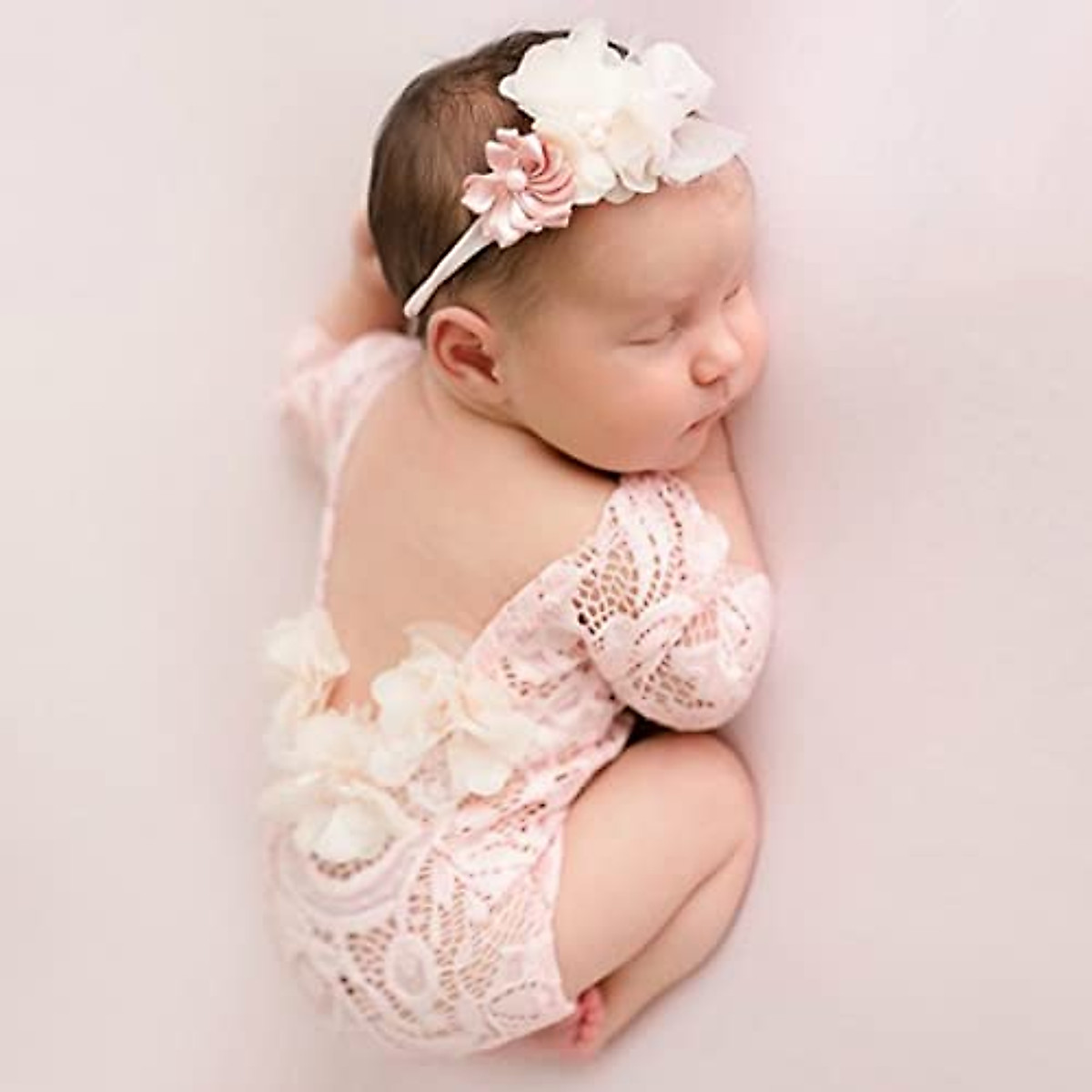 Newborn Photography Props Outfit Baby Girls Newborn Photography Props Lace Romper With Heandbands