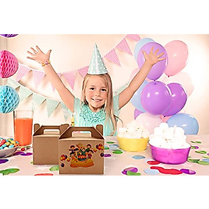 12 Pack Brown Treat Boxes, Kraft Paper Party Favor Boxes Gable Boxes Gift Boxes for Kids' Birthday Party, Wedding, Baby Shower, with Tag 7 x 5.5 x 5.5 Inches