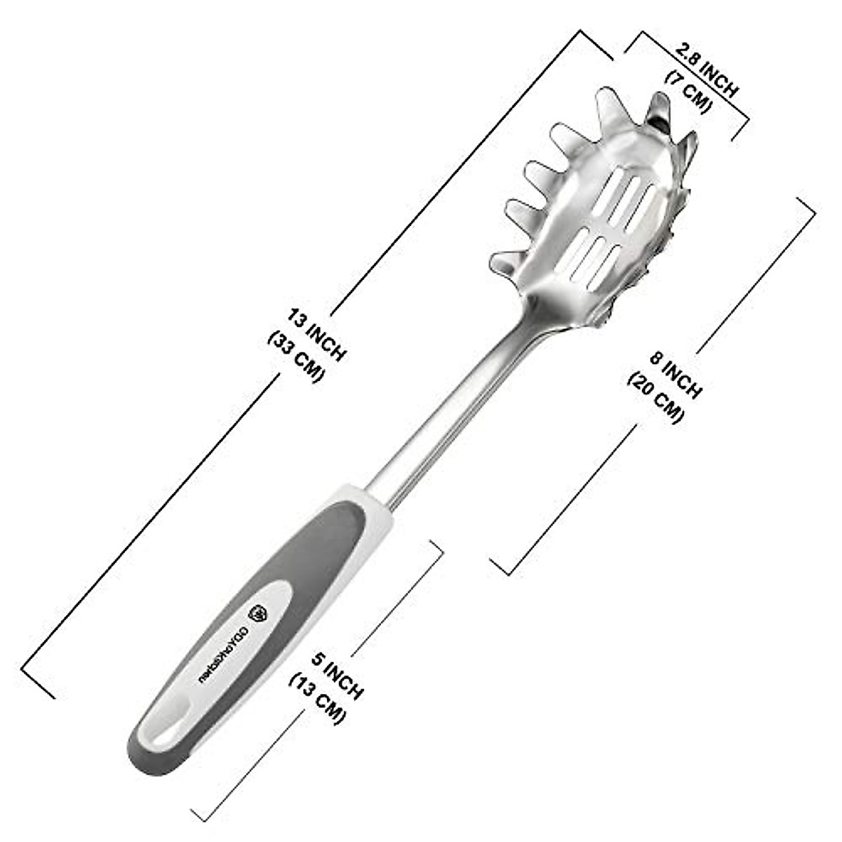 Premium Spaghetti Spoon Server Set - Stainless Steel Slotted Pasta Spoon and Fork with Comfortable Grip Design - Ideal for Serving and Straining Spaghetti, Noodles, and More - Set of 2 With Bonus Gift