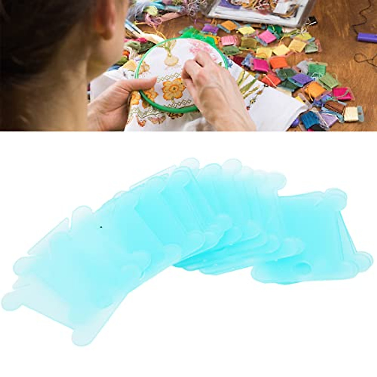 100PCS Plastic Floss Bobbin - Transparent Matte Embroidery Floss Bobbins for Organizing Threads, Cross Stitch Supplies - Environmental Plastic Floss Winder and Thread Organizer