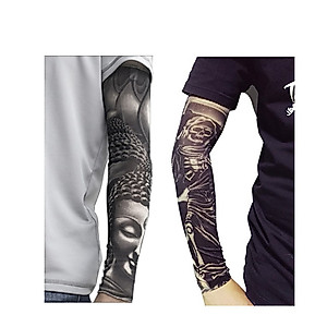 Toirxarn 8PCS Tattoo Sleeves Cool Temporary Sunscreen Arm Sleeves for Men Women Cycling Running Driving Sports-Colored Design