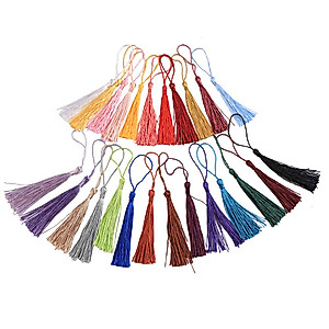 VEYLIN 100Pcs Small Craft Tassels, Handmade Mini Silky Bookmark Tassel with Loop for Jewelry Making (13cm/5.11 in)