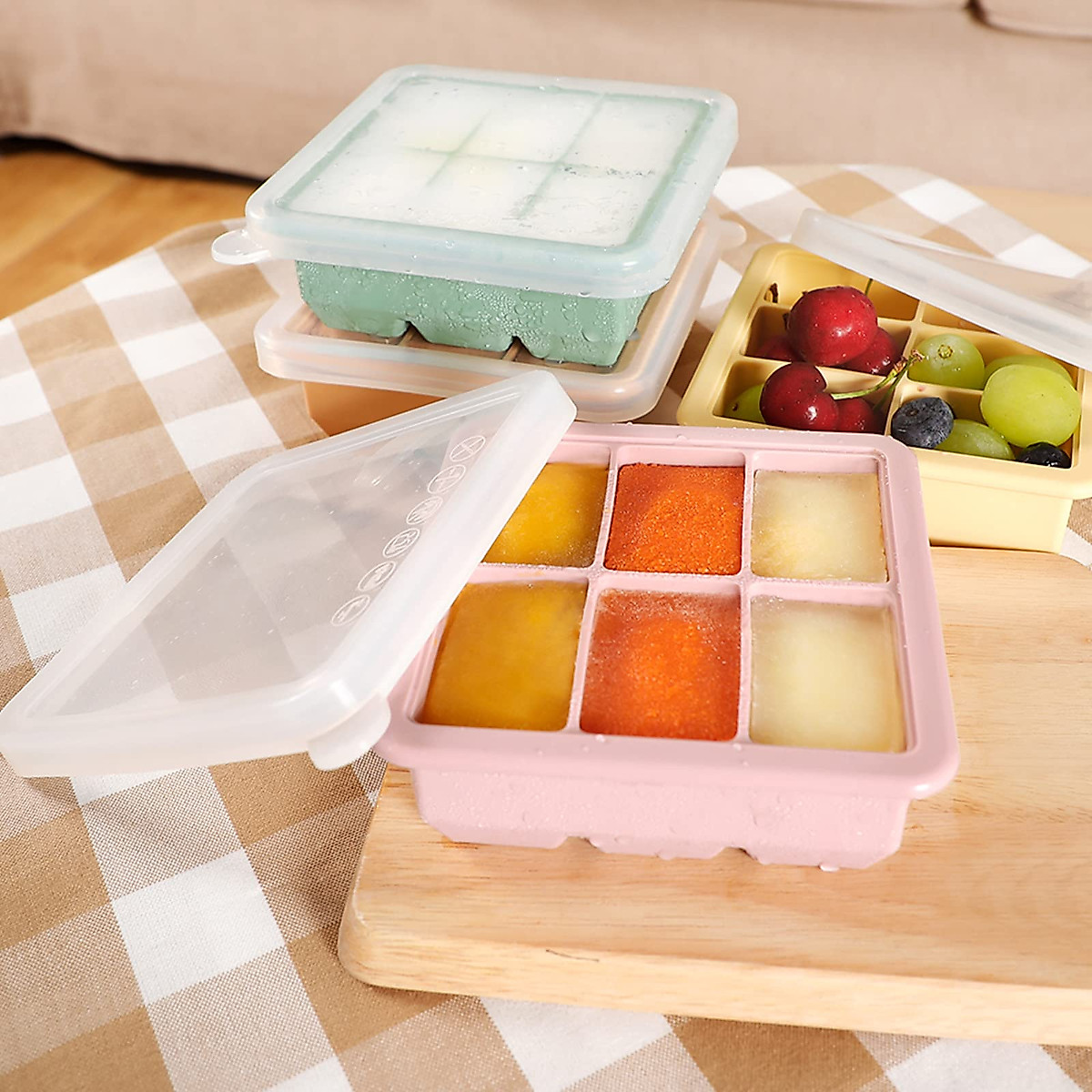 haakaa Breastmilk Baby Food Mold,Baby Fresh Food Freezer Tray with Lid, Perfect for Homemade Baby Food, Vegetable & Fruit Purees,6 Compartment,Green