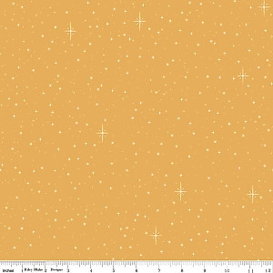 Riley Blake Christmas Wishes C15046 Gold Starry Sky Cotton Fabric