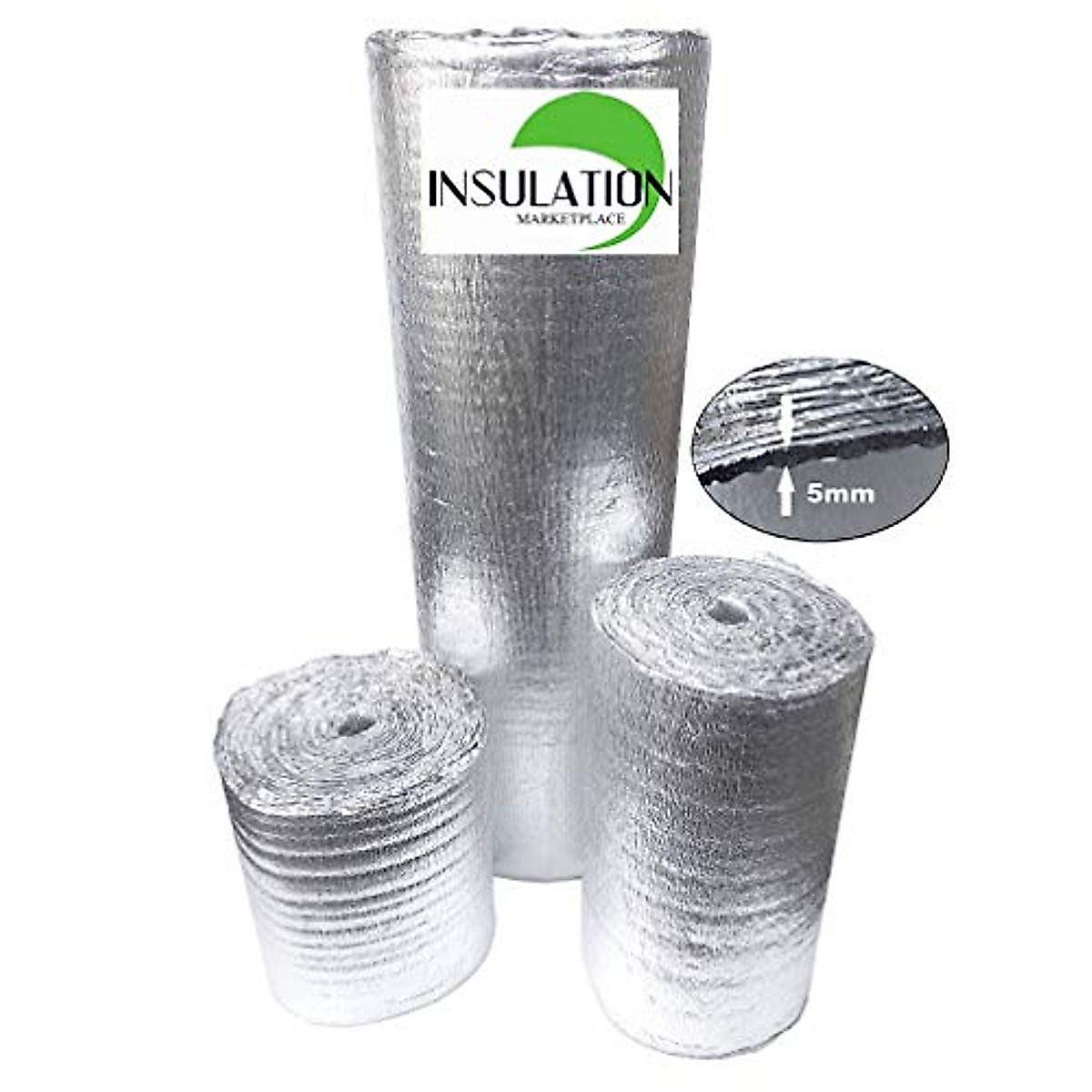 SmartSHIELD -5mm 24''X25ft Foam Core Reflective Insulation Roll, R-8 HVAC Duct Wrap Insulation - Pure Aluminum