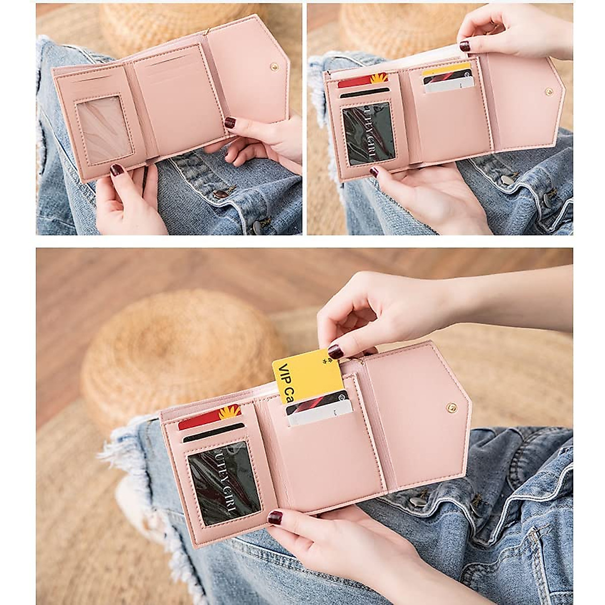RFID Card Holder Wallet for Women Slim Wallets Bifold Multi Card Case Zipper Coin Purse