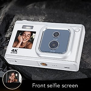 VBESTLIFE Digital Camera, Retro Digital Camera Dual Screen Front Selfie Screen, Compact Camera Portable with Dual High Definition Cameras, 16X Digital Zoom Auto Focus Camera Built in Flash