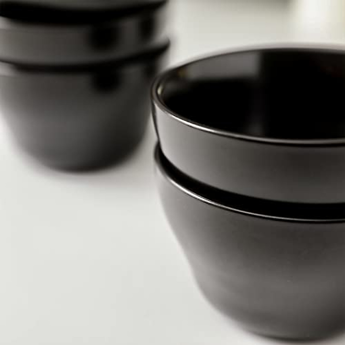 Selamica Ceramic Small Bowls Dessert Bowls 8oz Bouillon Cups for Dessert Soup Dipping Sauce Coffee Cupping Microwave and Dishwasher Safe - Set of 6(Black)
