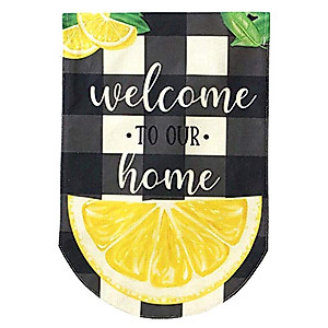 Welcome To Our Home Summer Burlap Garden Flag Lemons Double-Sided 12.5" x 18"