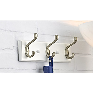 Richelieu Hardware T36709184 Utility Hook Rack 10 in (255 mm), Matte Nickel and White