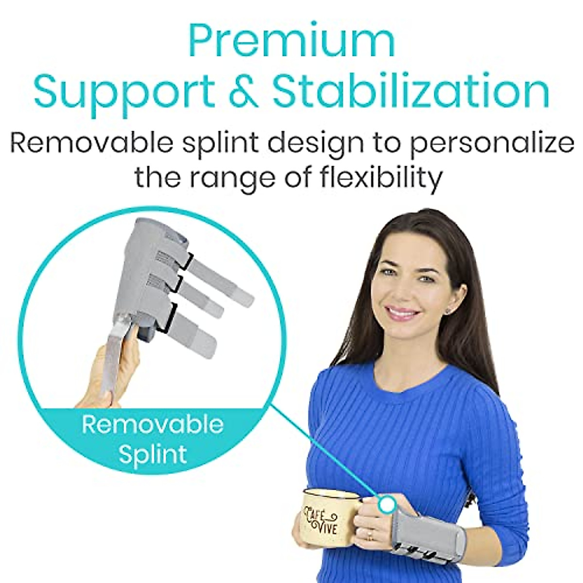 Vive Carpal Tunnel Wrist Brace (Left or Right) - Arm Compression Hand Support Splint - for Men, Women, Kids, Bowling, Tendonitis, Arthritis, Athletic Pain, Sports, Golf - Universal Adjustable Fit