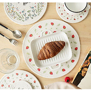 Aertai 3 Pieces Kitchen Pot Holders Set 100% Cotton Thread Weave, Trivet for Hot Pots and Pans, Hot Pads and Spoon Rest for Cooking and Baking by Diameter 7 Inches (Strawberry)