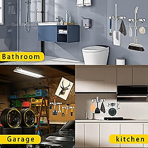 OUAIVANY Mop and Broom Holder Wall Mount, Mop Holder Stainless Steel Broom Hanger Rack Heavy Duty Broom Organizer for Home Kitchen Bathroom (2 Packs)