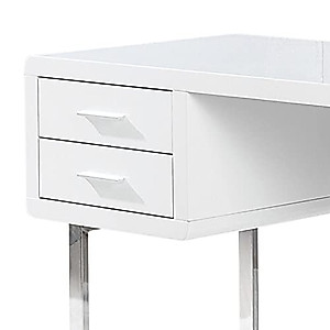 Best Master Furniture Brynna Modern Lacquer Computer Desk, White