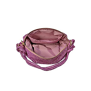 Women's Crystal Rhinestone Slouchy Shoulder Bag for Women Chic Evening Handbag Shiny Purse for Travel Vacation 2022, Rose Pink
