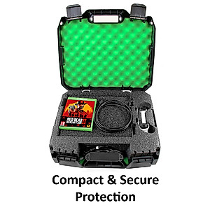 CASEMATIX Travel Case Compatible with Xbox One S - Hard Shell Carrying Case with Protective Foam Compartments for Console, Controller, Power Adapter, Games and More - Case Only