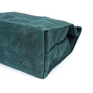 Denifiter Heavy Duty Waxed Canvas Reusable Lunch Bag, Plastic-Free, Hard Fabric, Durable For Women Men (Dark Green)