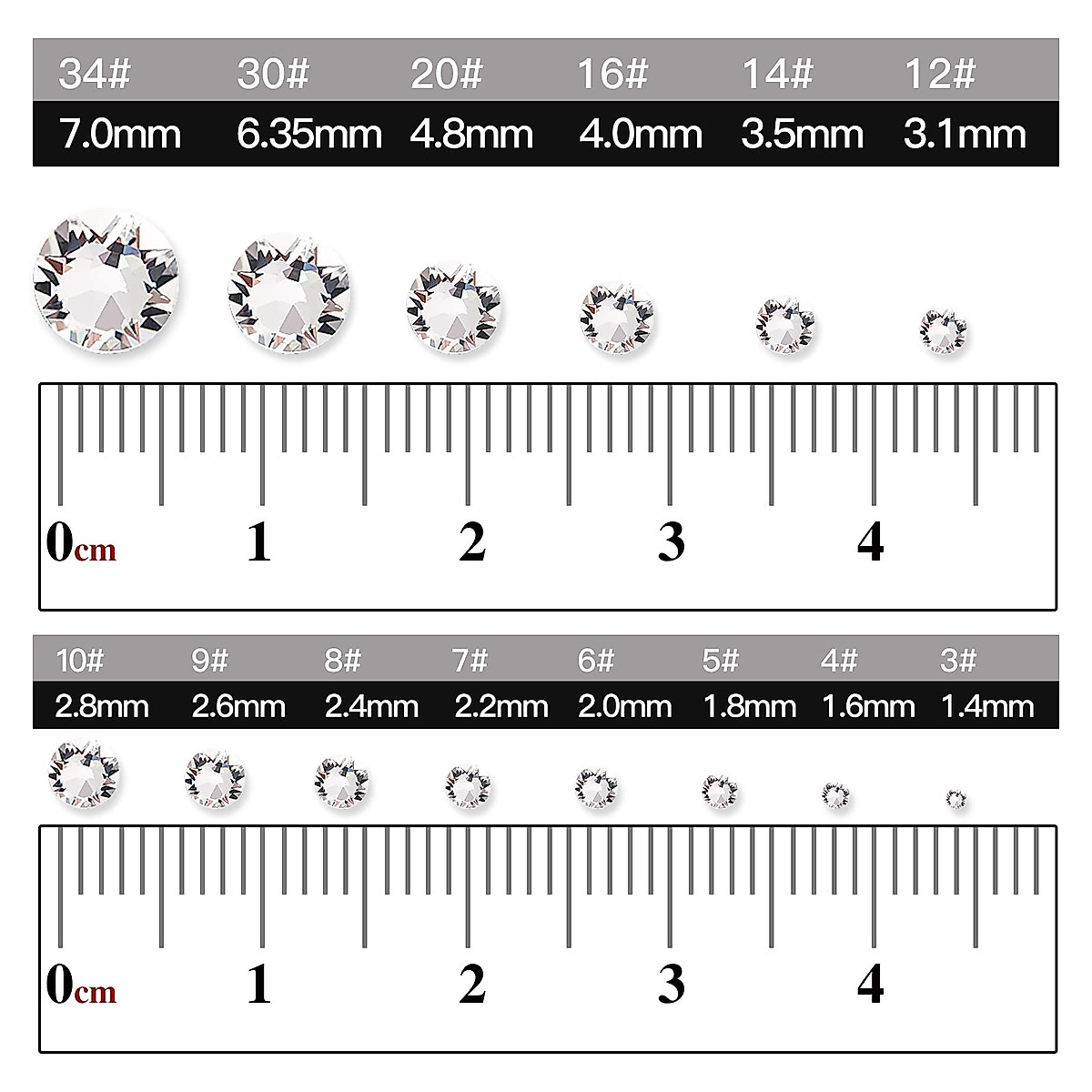 1440PCS Crystal Rhinestones SS20 4.8mm Flatback Glass Rhinestones Gemstones Diamantes for Clothes Shoes Nails Art Crafts Decoration