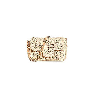 Caterina Bertini Women's Woven Shoulder Bag, Beige, Tan, One Size