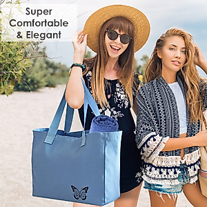 Cotton Canvas Tote Bags for Women, Large Capacity Reusable Shoulder Bag for Grocery Shopping, Travel, Beach, Yoga (Natural)