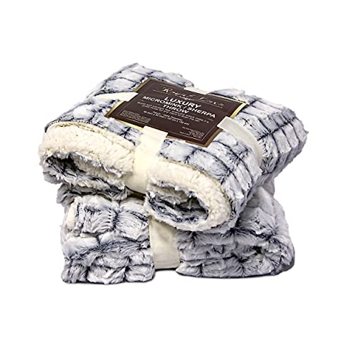 Blue Ridge Home Fashions Micromink Luxury Sherpa Blanket Reversible Throw Size 50 x 60'' Cozy Blanket Extra Warm Super Soft Cozy Plush for Couch/Bed -Navy, 2PACK, (K418242)