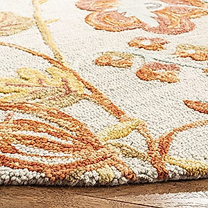 SAFAVIEH Blossom Collection 10' x 14' Grey/Red BLM458F Handmade Floral Premium Wool Living Room Dining Bedroom Area Rug