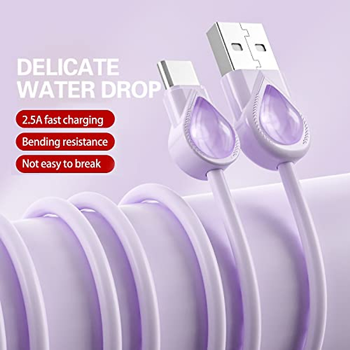 BGNTBUK Phone Charging Cables 2PCS 1m 3A Silicone Data Cable Mobile Phone Color Fast Charging Line Liquid Soft Plastic Flash Charging Cable C Charging Cable for Laptop