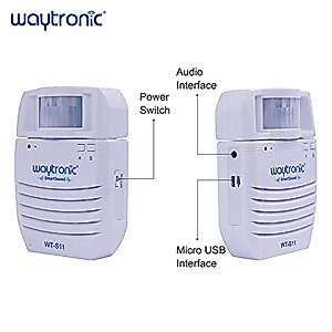 Waytronic PIR Infrared Motion Sensor Activated Sound Player Loudspeaker with Recordable Audio Alarm Motion Detector for Door Greeter Welcome Guests Entry Alert And Sales Advertising