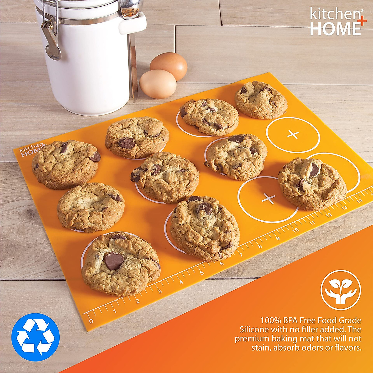 Kitchen + Home Silicone Baking Mats - Set of 2 Non-stick, BPA Free Food Grade Silicone Mat Liners for Half-Size Cookie Sheet with Measurements