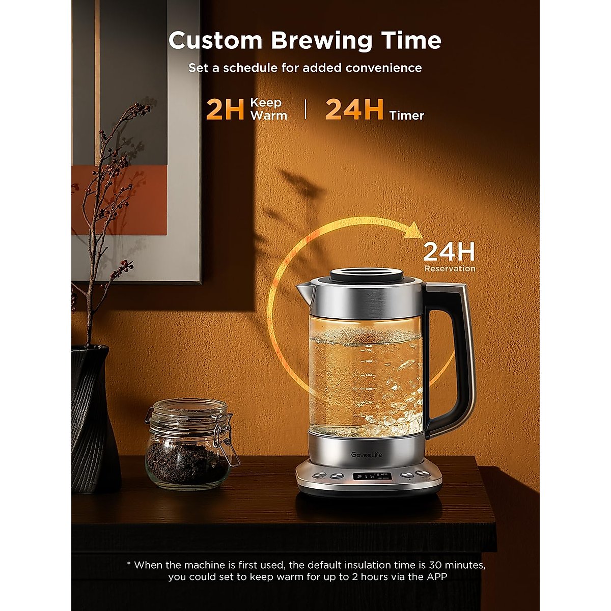 GoveeLife Smart Electric Kettle with Tea Infuser for Loose Leaf Tea, 1.7 L Electric Tea Kettle with Brewing Program, Variable Temperature Control, 2 H Keep Warm & Auto Shut off, BPA Free, Sliver