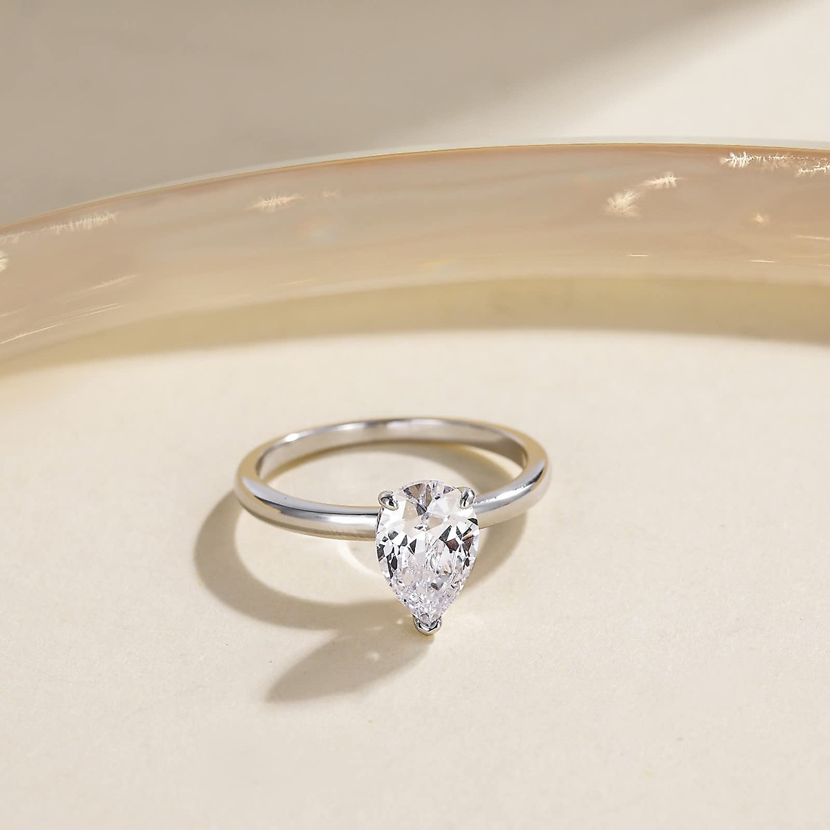 EAMTI 2CT 925 Sterling Silver Engagement Rings Pear Cut Cubic Zirconia CZ Wedding Promise Rings for Her Stunning Teardrop Wedding Bands for Women Size 7