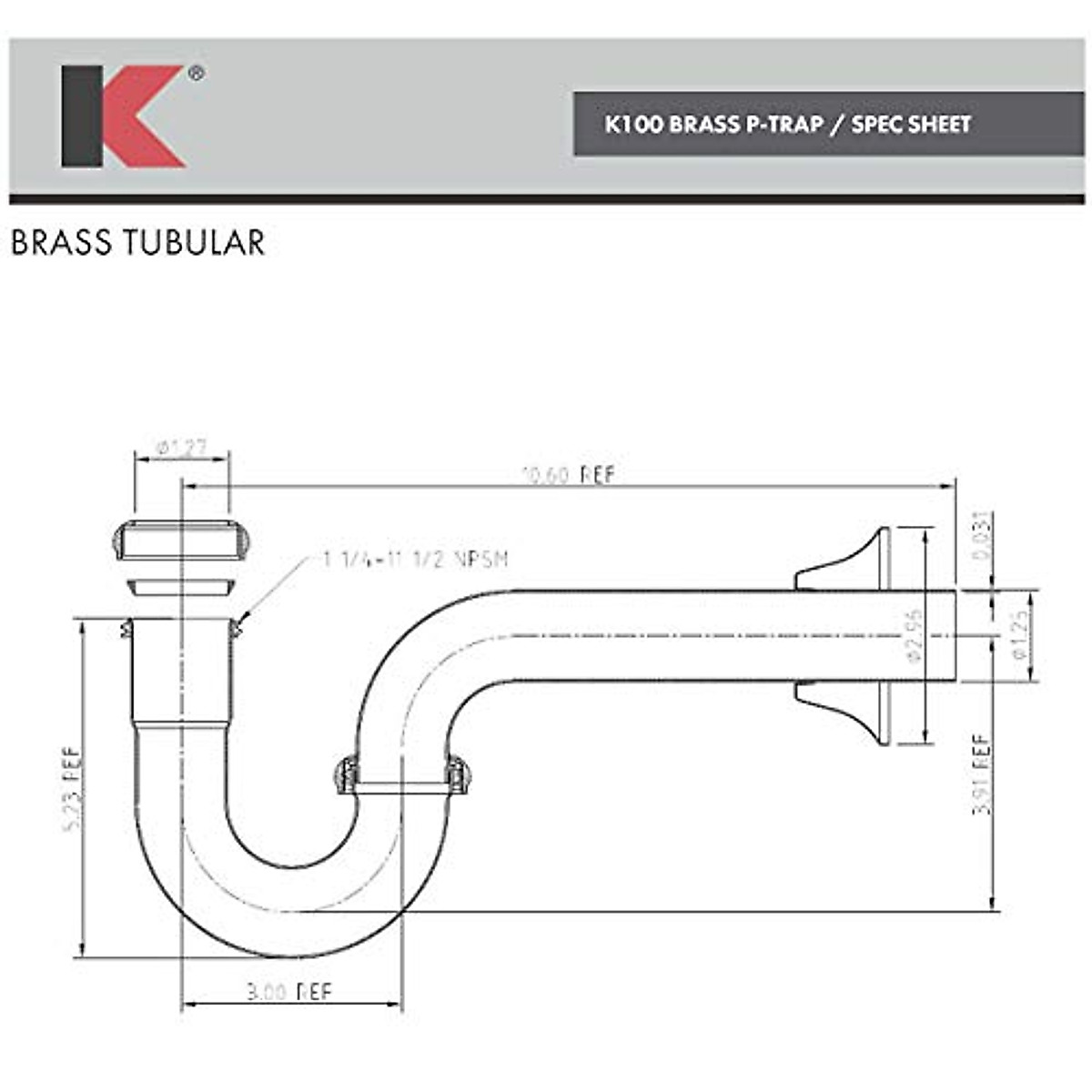 Plumb Pak K100VB x 1-1/4-in. Brass P-Trap with Deep Flange for Bathroom Sinks, Venetian Bronze
