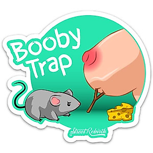 Booby Trap Sticker - 4 Inch Waterproof - Vinyl Stickers, Laptop Decal, Water Bottle Sticker, Car Decal, Skateboard Stickers, Funny Stickers, Small Gift, Fun Sticker Pun, Funny Puns