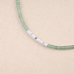 COAI Heishi Howlite Green Aventurine Stone Beaded Choker Necklace for Women