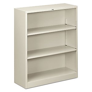 HON S42ABCQ Metal Bookcase, Three-Shelf, 34-1/2w x 12-5/8d x 41h, Light Gray
