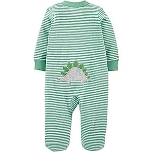 Simple Joys by Carter's Baby Boys' 2-Way Zip Cotton Footed Sleep and Play, Pack of 2, Dinosaur Print, 6-9 Months