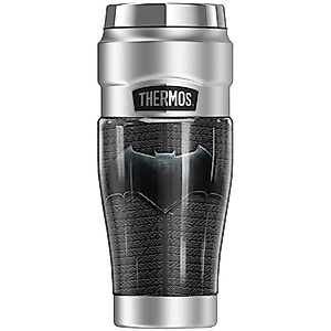 THERMOS Justice League Movie Batman Chest Logo, STAINLESS KING Stainless Steel Travel Tumbler, Vacuum insulated & Double Wall, 16oz