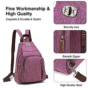 FANDARE Retro Sling Chest Backpack Multipurpose Crossbody Shoulder Bag Travel Backpack for Men Women Outdoor Cycling Indoor Gym Hiking Daypacks Durable Polyester Purple