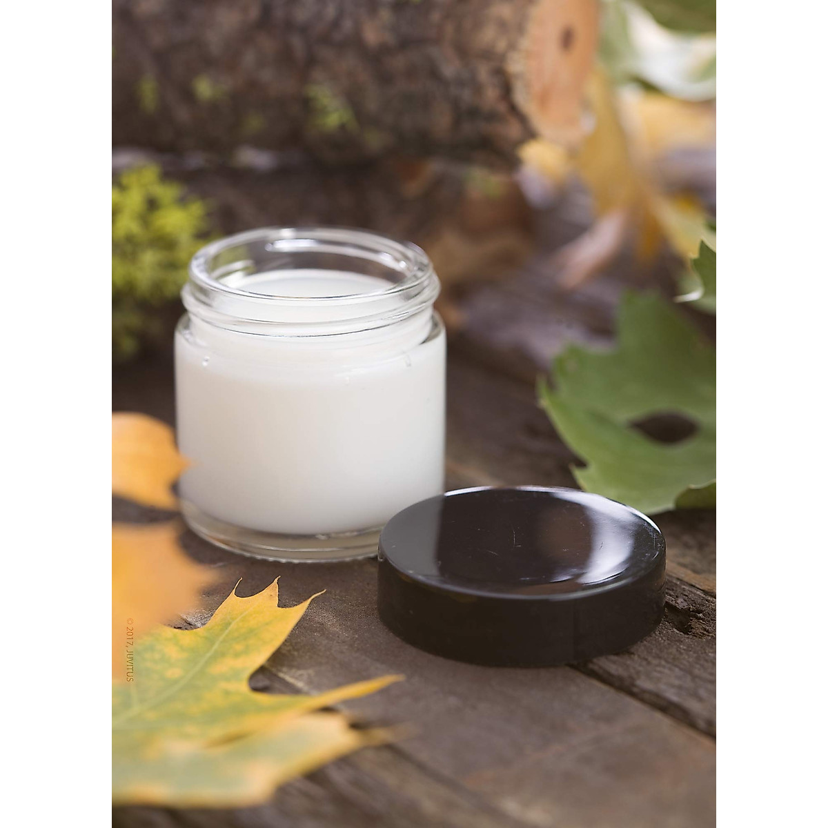 1 oz / 30 ml Clear Thick Wall Glass Straight Sided Jar with Black Smooth Lids (12 Pack) Airtight, Smell Proof