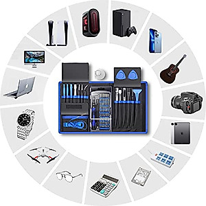 80 IN 1 Professional Computer Repair Tool Kit, Precision Screwdriver Set with 56 Bits, Magnetic screwdriver set Compatible for Laptop, PC, MacBook, Tablet, iPhone, PS4, and Other Electronic Repair