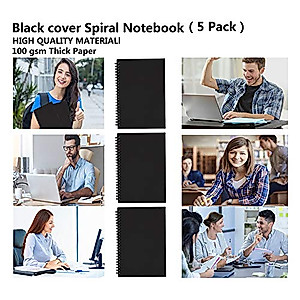 Wotion A5 Black Spiral Notebook Blank Sketchbook Unruled Journal Pack,Thick Blank Paper 50 Sheet 100 Unlined Pages 5.59“ x 8.27” 5 Pack…