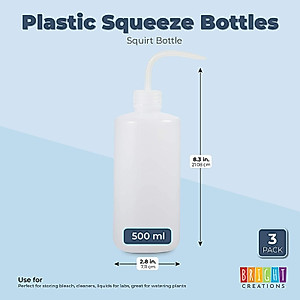 Bright Creations Clear Plastic Squeeze Bottles with Angle Bent Tip - 16 oz Squirt Bottles for Liquids, 3 Pack