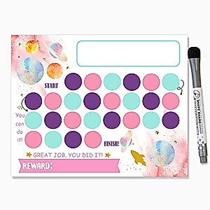 Space Chore Chart for Kids Girls，Magnetic Reward Chart for Kids Behavior, Good Responsibility Chart, Chore Chart for One Child - 8 x 10 inch