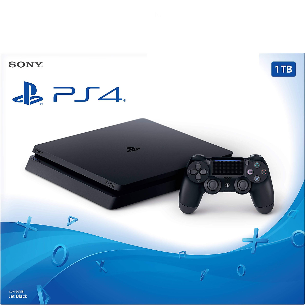Sony Console PlayStation 4-1TB SSD Slim Edition Jet Black - with 1 DualShock Wireless Controller - PlayStation Enhanced with 1TB Solid State Drive